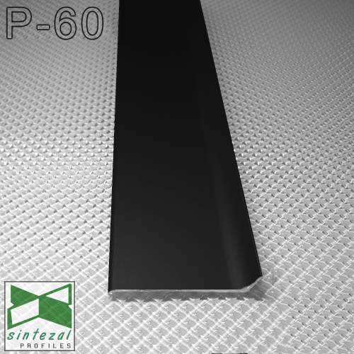 Чорний алюмінієвий плінтус для підлоги, висота 6 см. | Sintezal P-60B